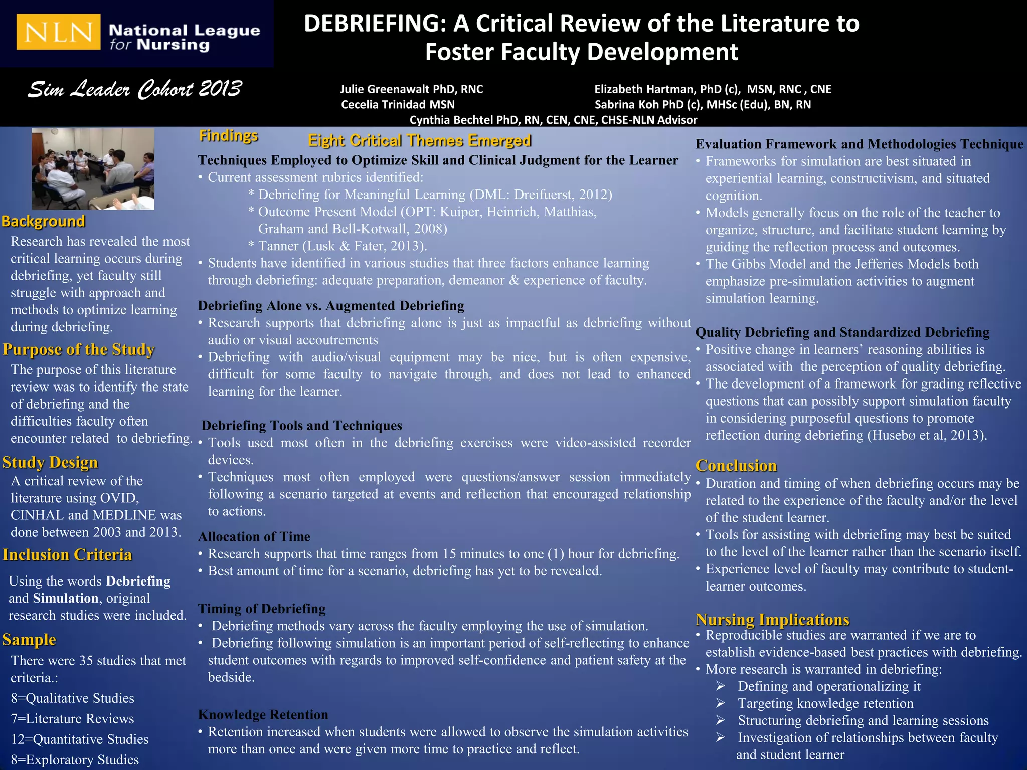 Debriefing nln tech conf poster -fc | PDF