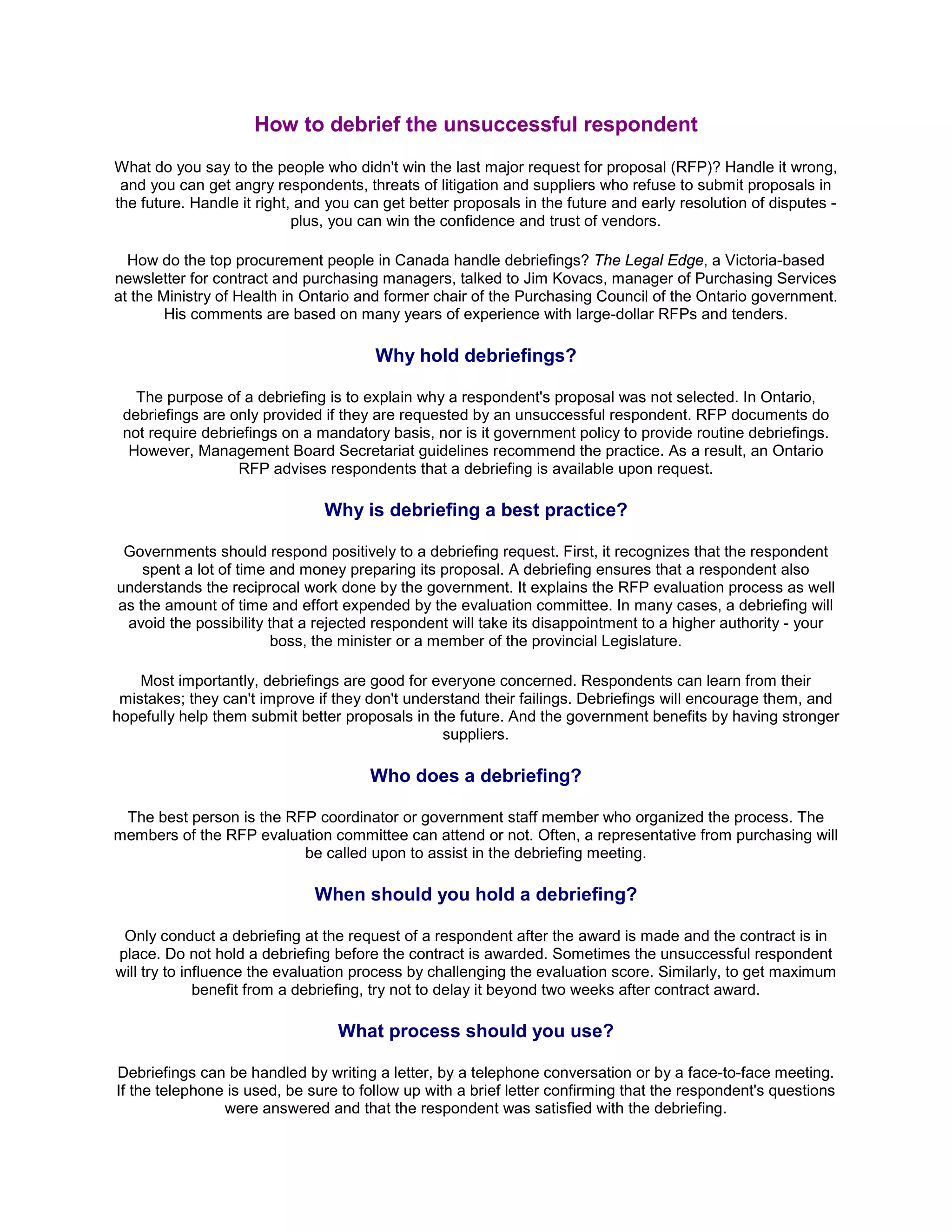 Debriefs government point of view | PDF