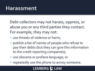 Debt Collection Harassment: What Consumers Should Know | PPT