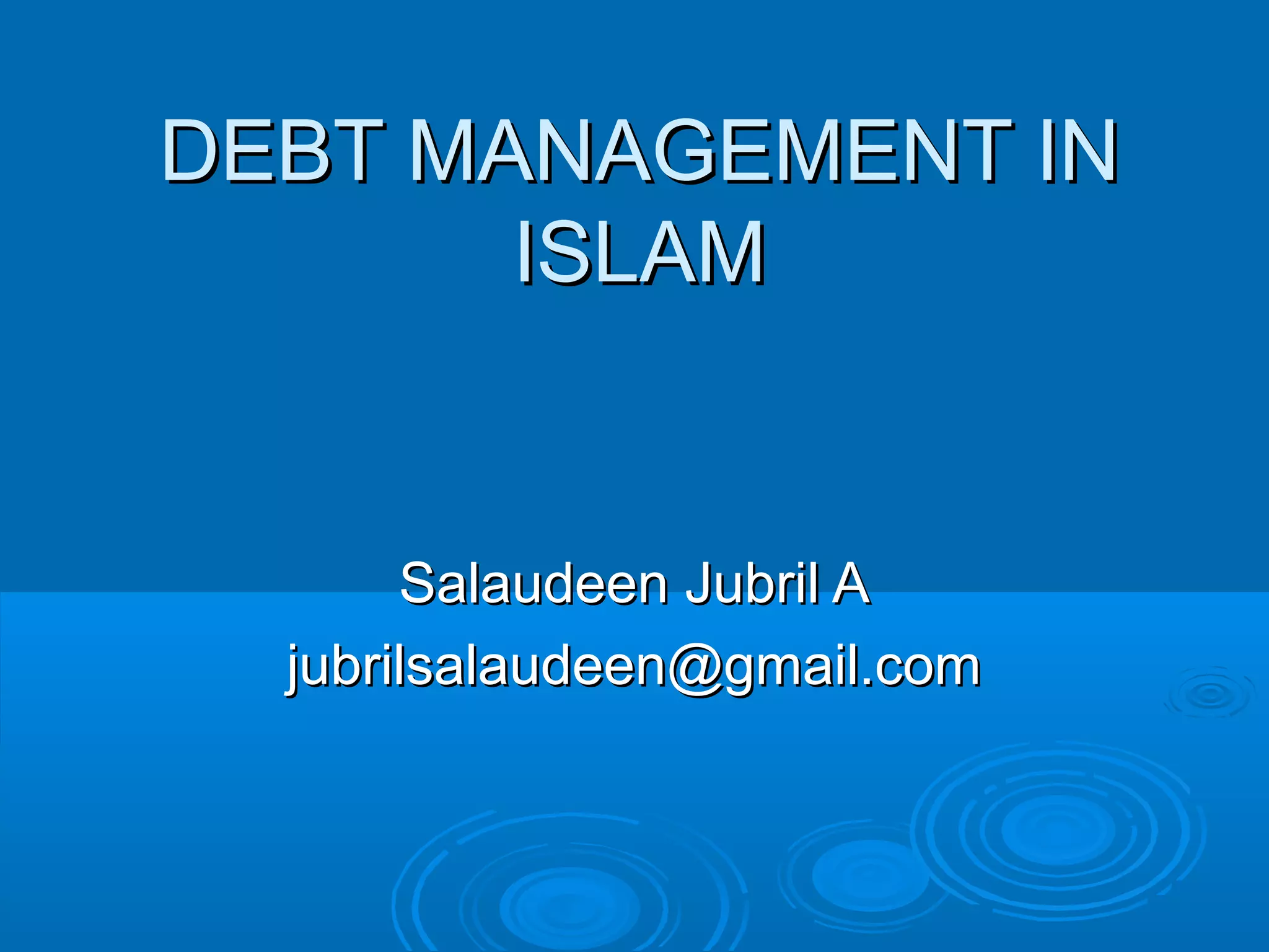 Debt management In Islam | PPT