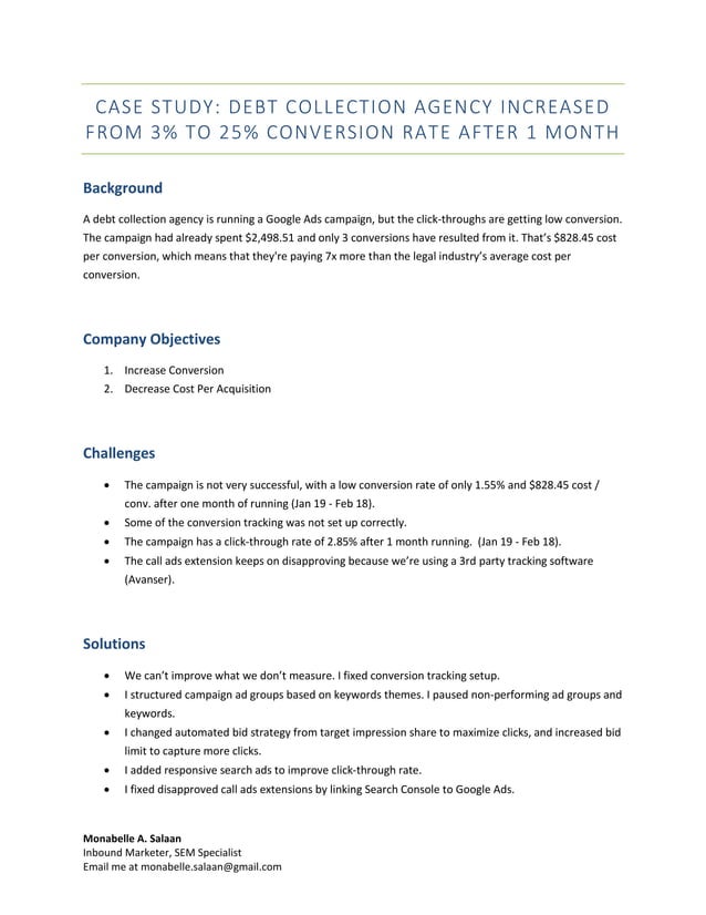 Debt Collection Agency PPC Case Study | PDF