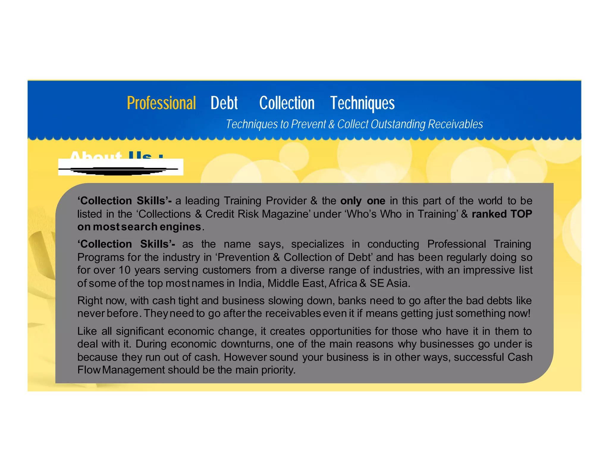 Debt collection skills & techniques | PDF