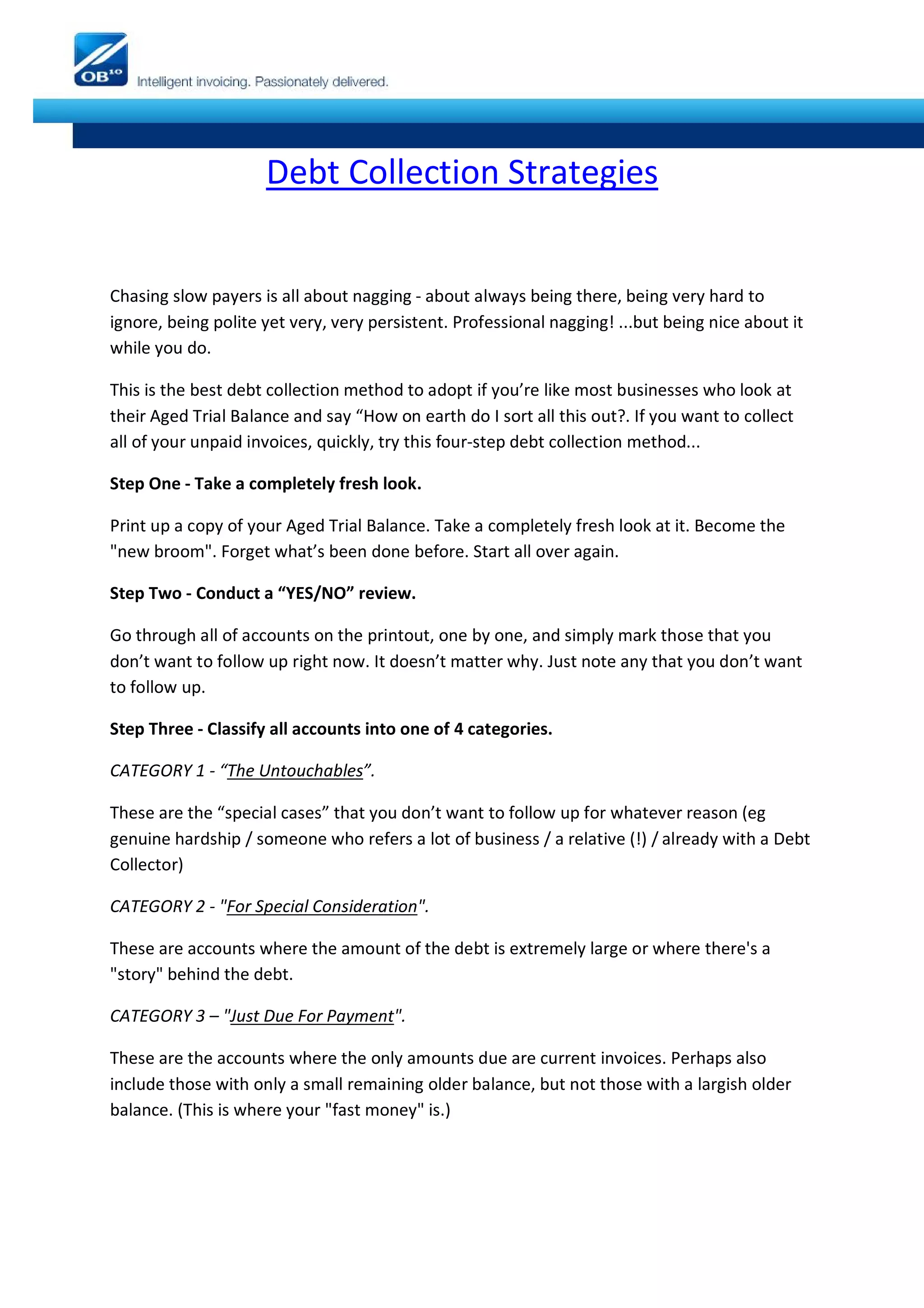 Debt collection strategies | PDF