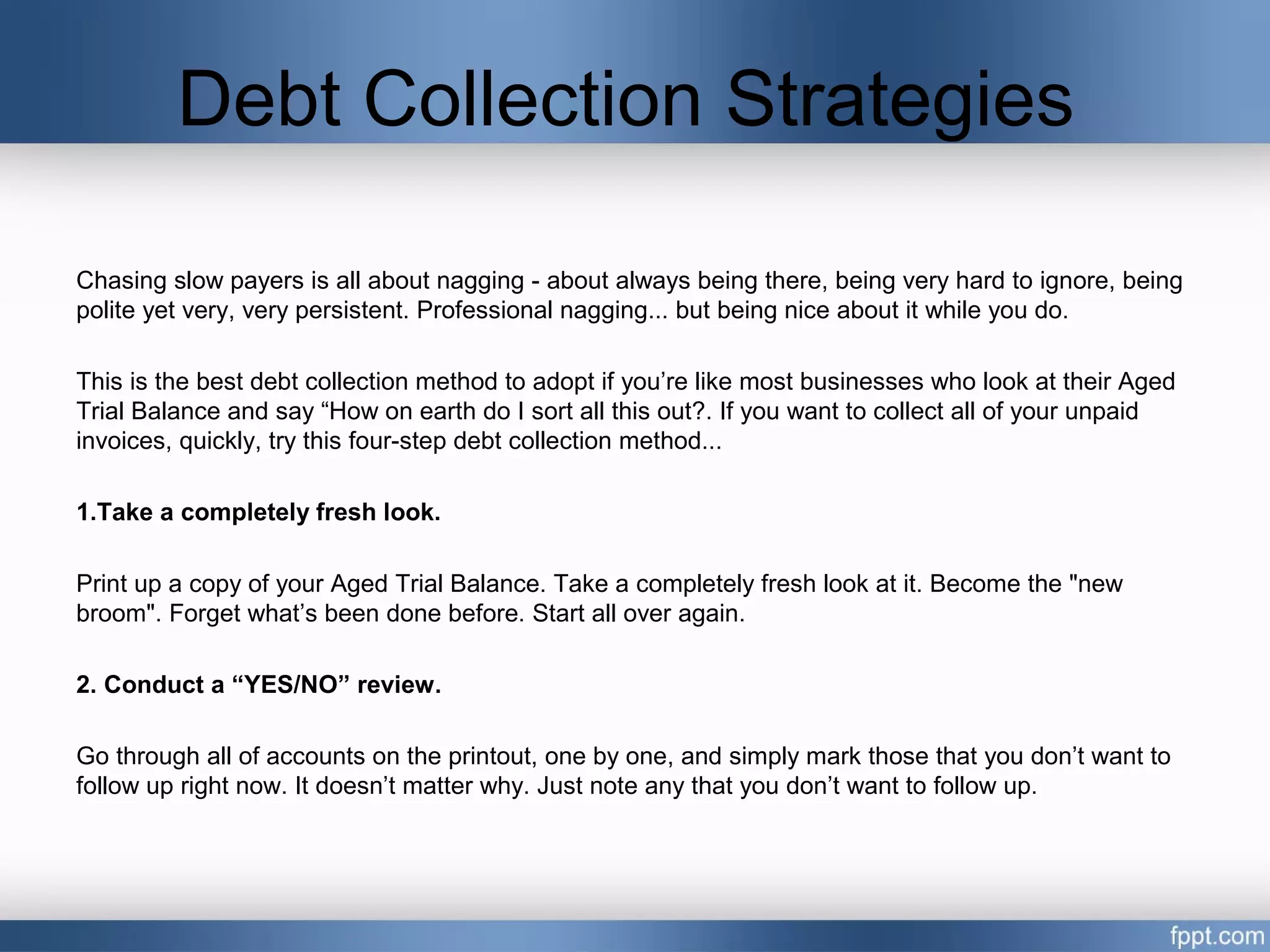 Debt collection strategies | PPT