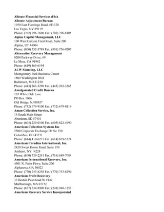 Debt Collector Contact Information | PDF