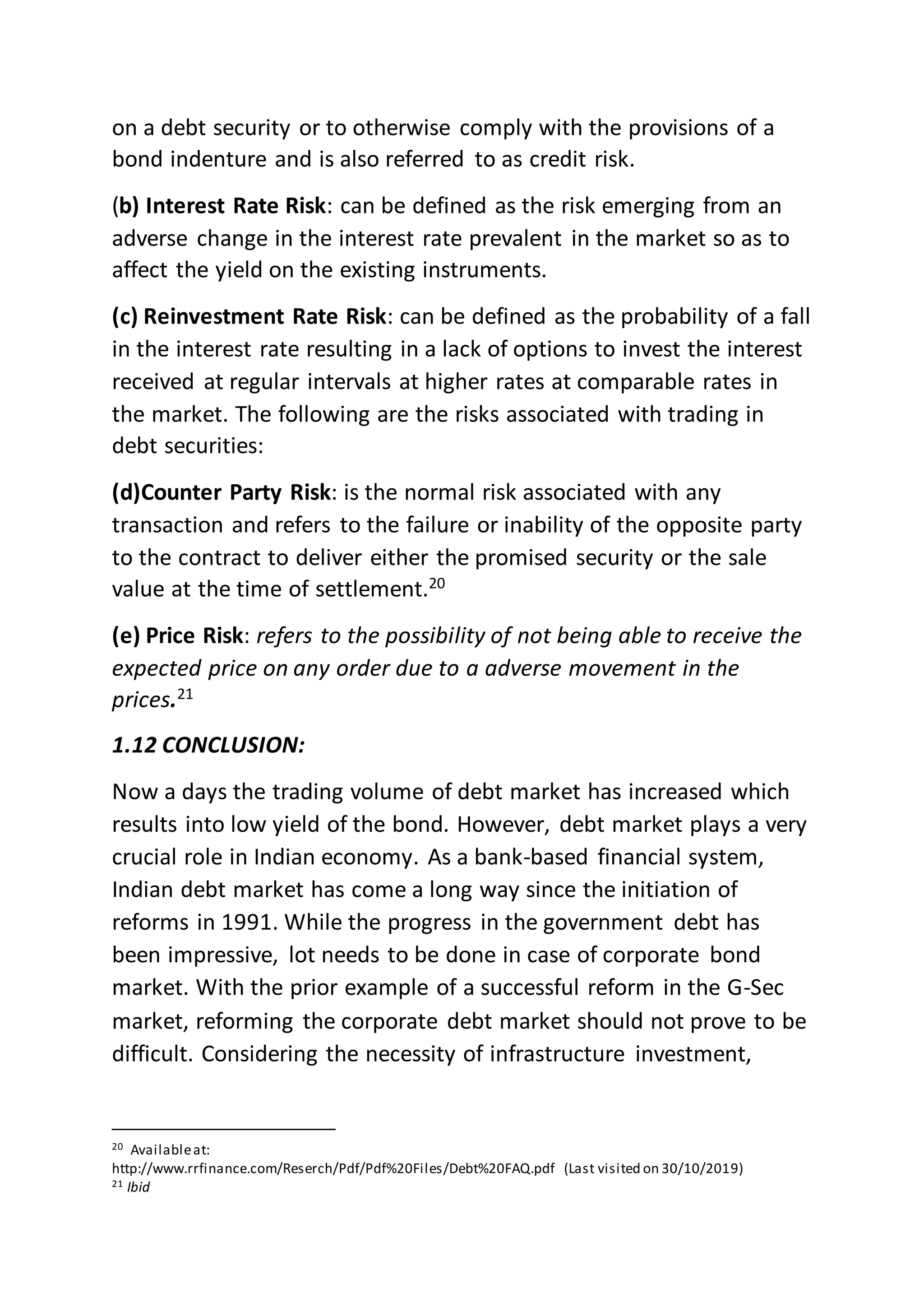 Debt market in india | DOCX