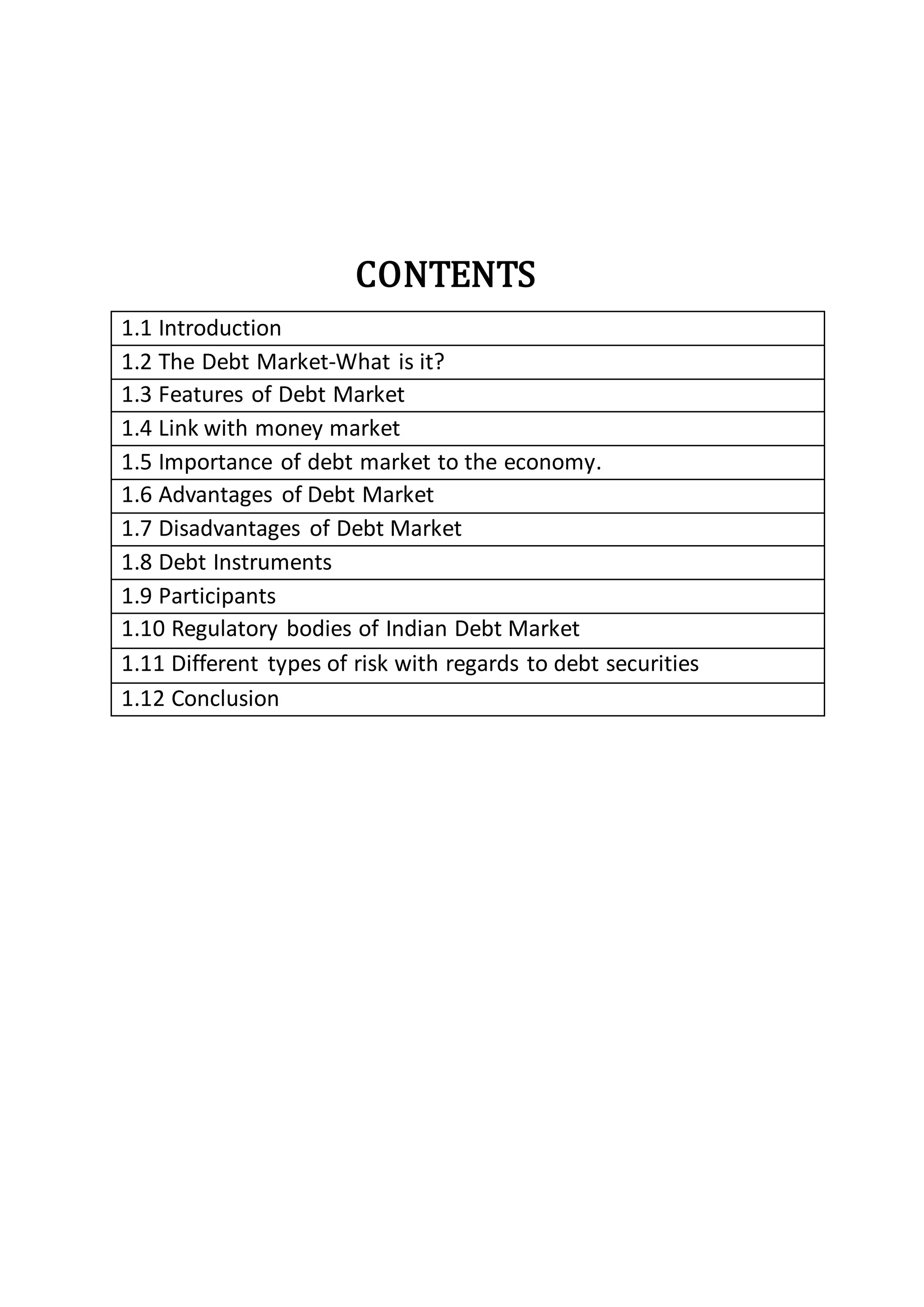 Debt market in india | DOCX