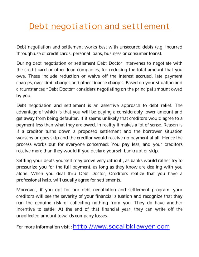 Debt negotiation and settlement | PDF
