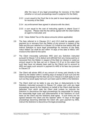 Debt Recovery Agreement | PDF