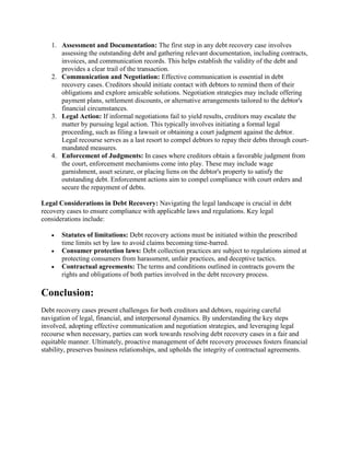 Resolving Debt Recovery Cases: A Comprehensive Guide | PDF