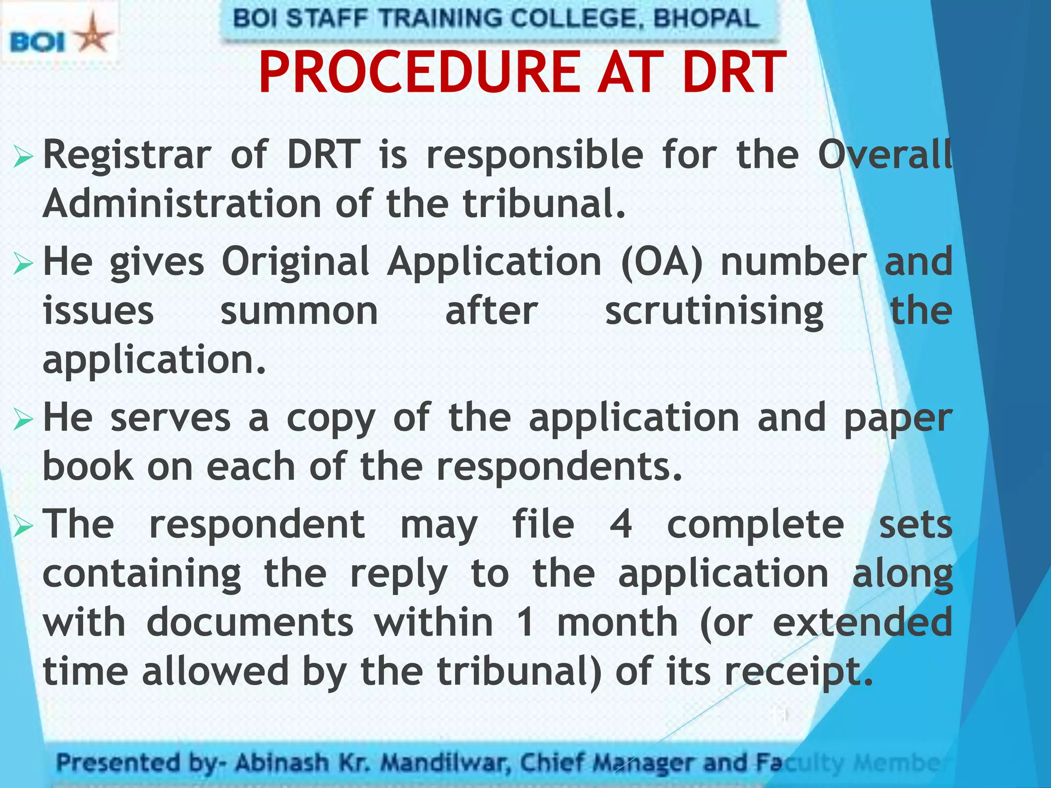 Debts Recovery Tribunals and Appellate Tribunals(DRT & DART) | PDF