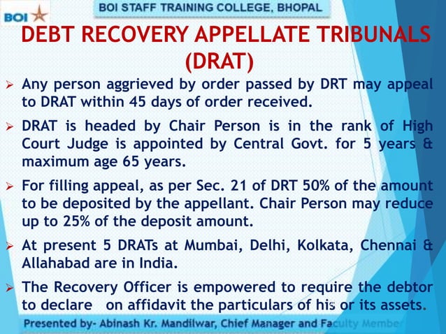 Debts Recovery Tribunals and Appellate Tribunals(DRT & DART) | PDF