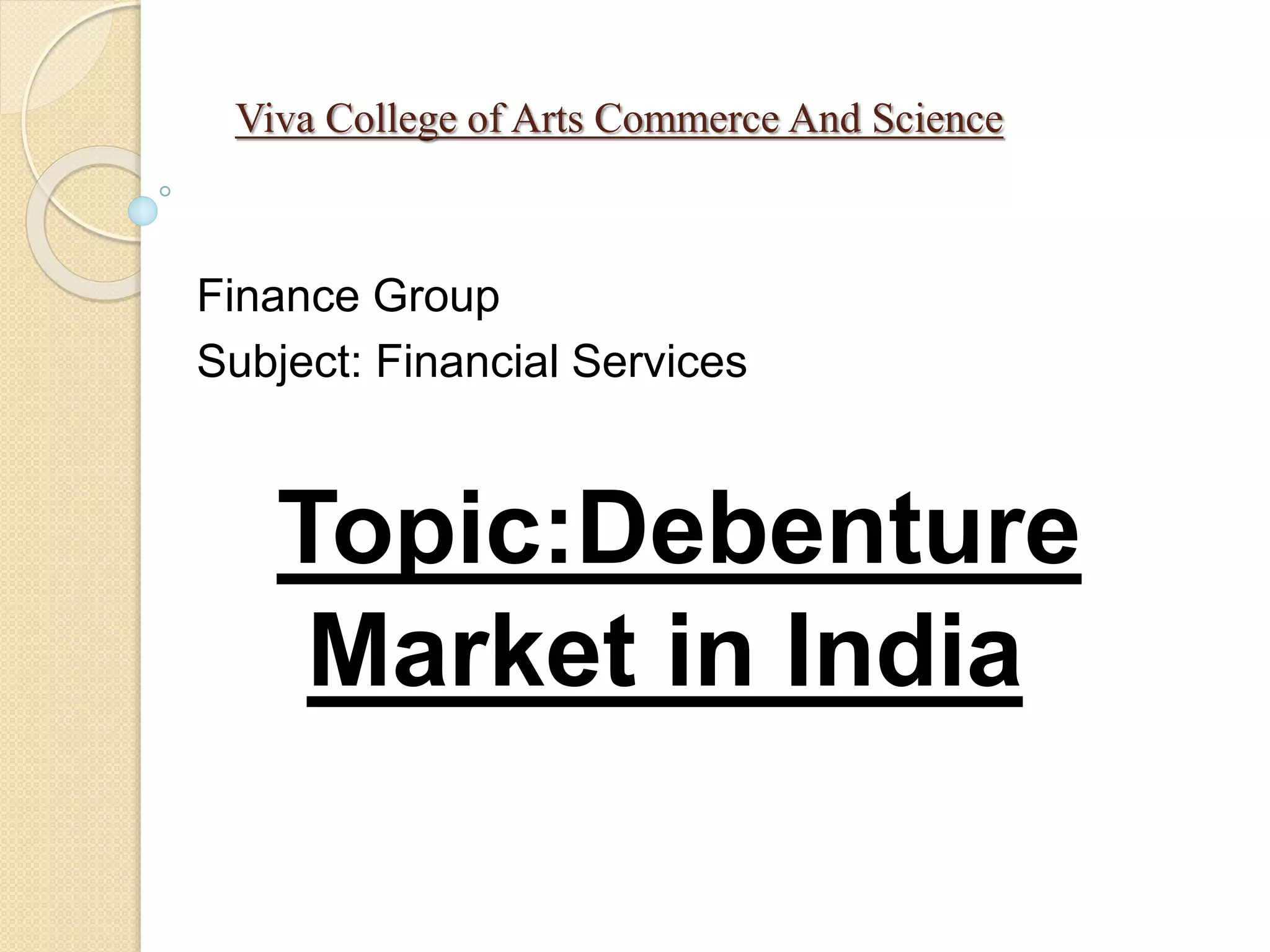 Debenture Market in India | PPT