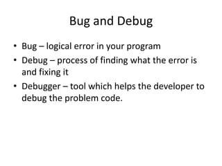 Debug a java program | PPT