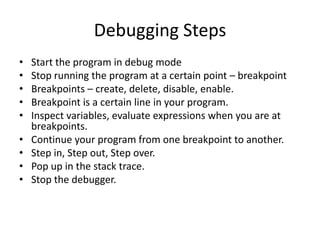 Debug a java program | PPT
