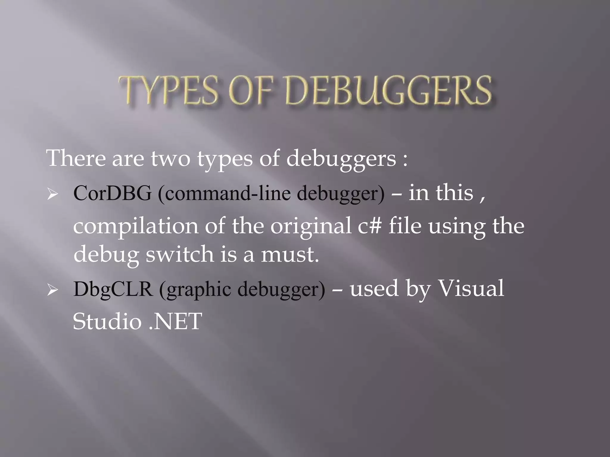 Debuggers in system software | PPT