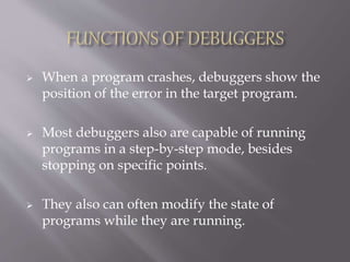 Debuggers in system software | PPT