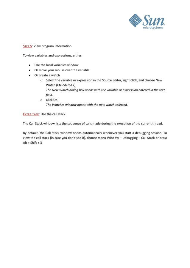 Debugger And Profiler In Netbeans Docx Operating Systems Computer Software And Applications