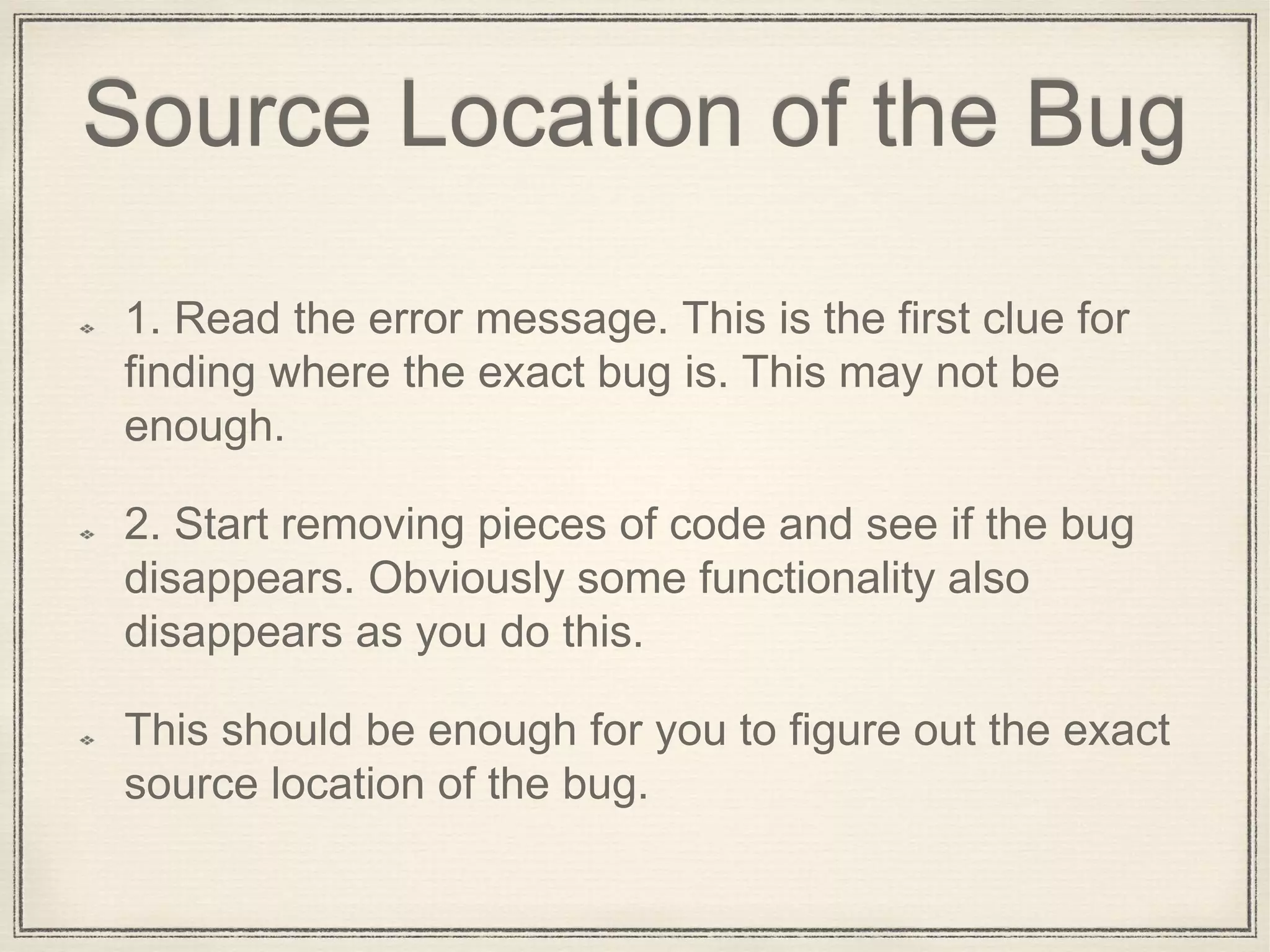 Methods of Debugging | PPTX | Programming Languages | Computing