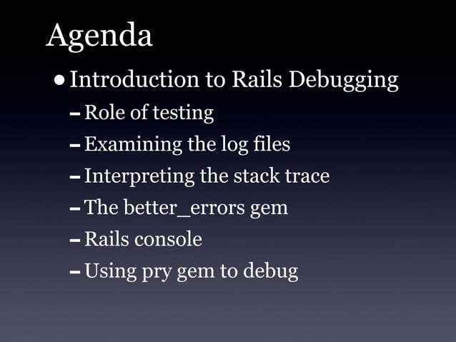 Debugging rails | PPT
