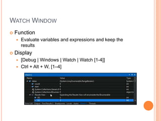 Debug windows in visual studio | PPTX