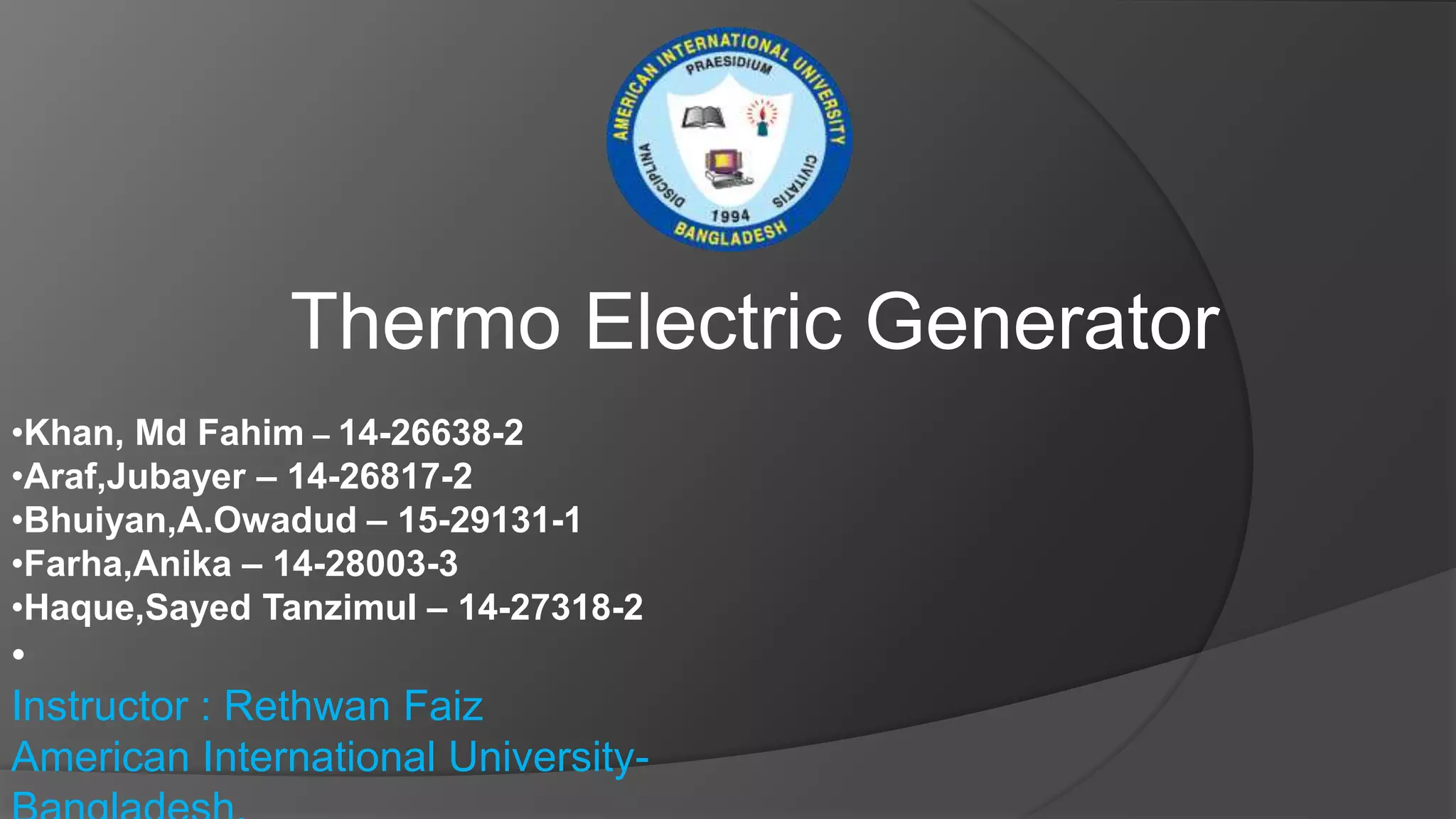 Thermo Electric Generator | PPT