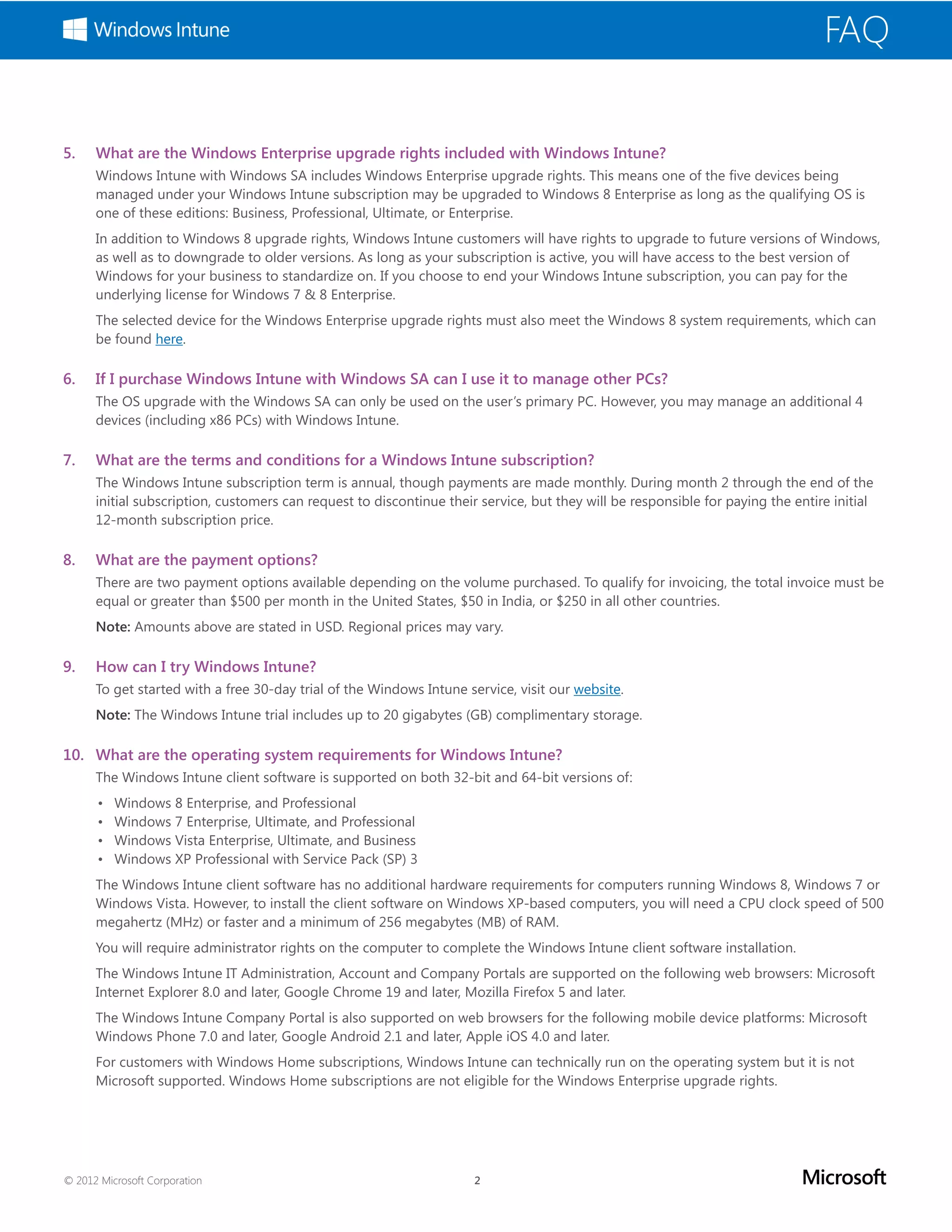 Microsoft Intune FAQ - From Atidan | PDF
