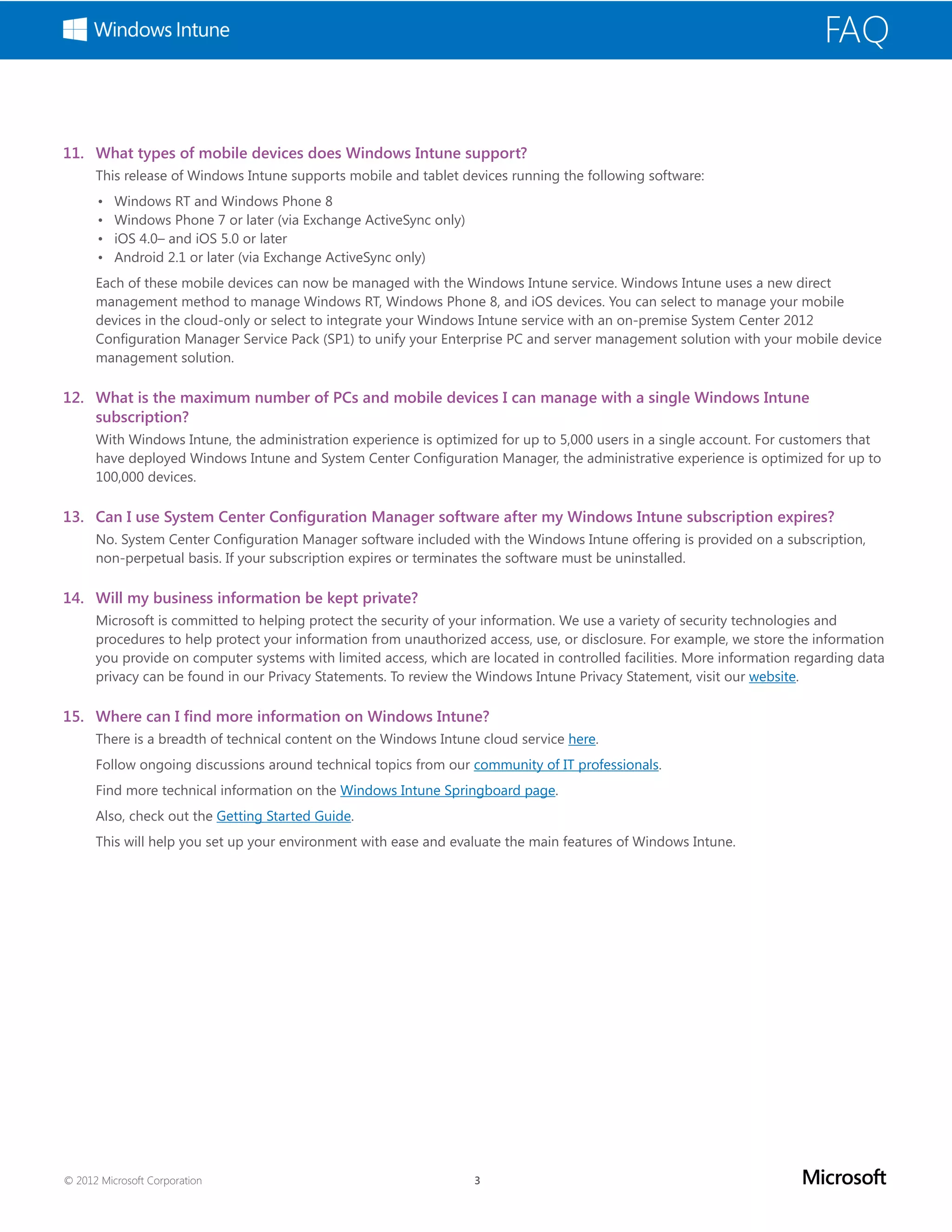 Microsoft Intune FAQ - From Atidan | PDF