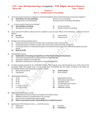 Dec 2014 ca cpt question paper - vidyasagar instiute | PDF