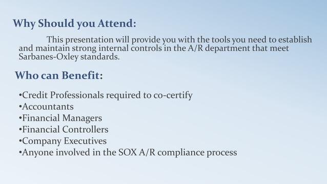 SOX : Internal Controls for Accounts Receivable | PPTX | Business ...