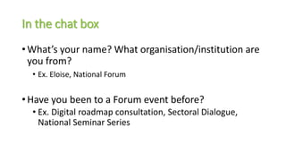 National Forum Update on Professional Development Framework | PPT