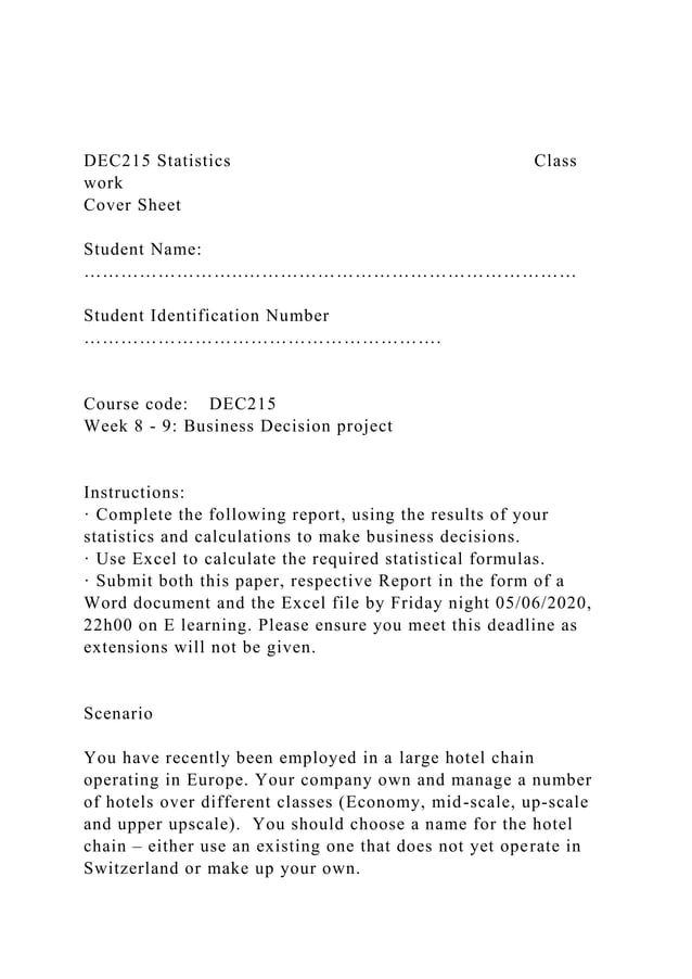 DEC215 Statistics .docx