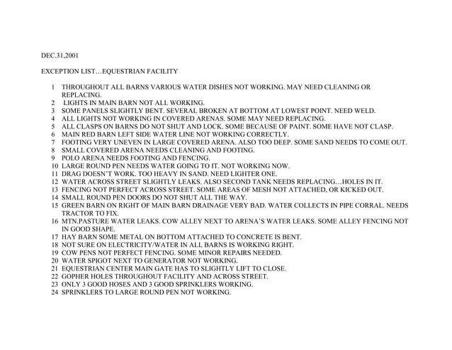 Dec31 2001 exception list | PPT