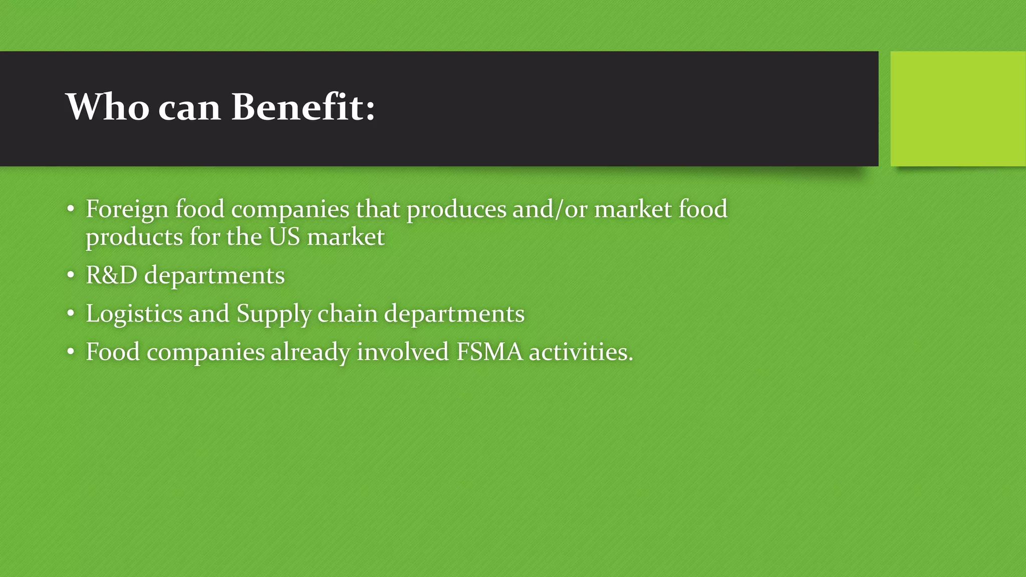 FDA Food Safety Modernization Act: A Primer by FDA | PPTX