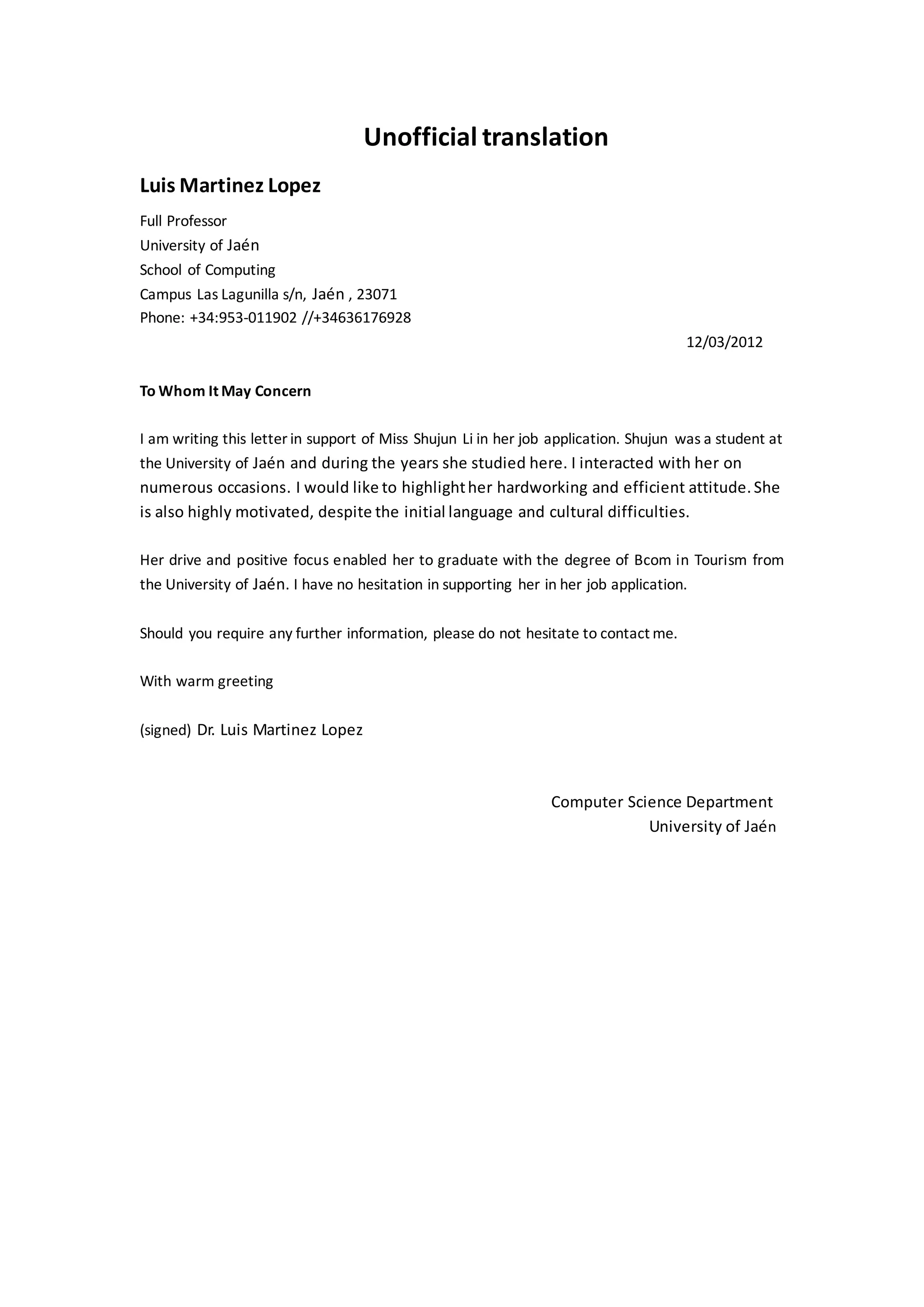 Unofficial translation | DOCX