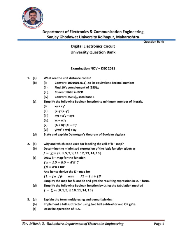 Digital Electronics University Question Bank | PDF | Programming Languages | Computing