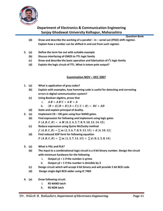 Digital Electronics University Question Bank | PDF