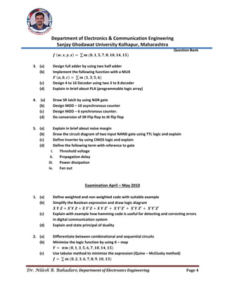 Digital Electronics University Question Bank | PDF
