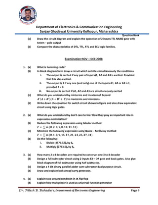 Digital Electronics University Question Bank | PDF