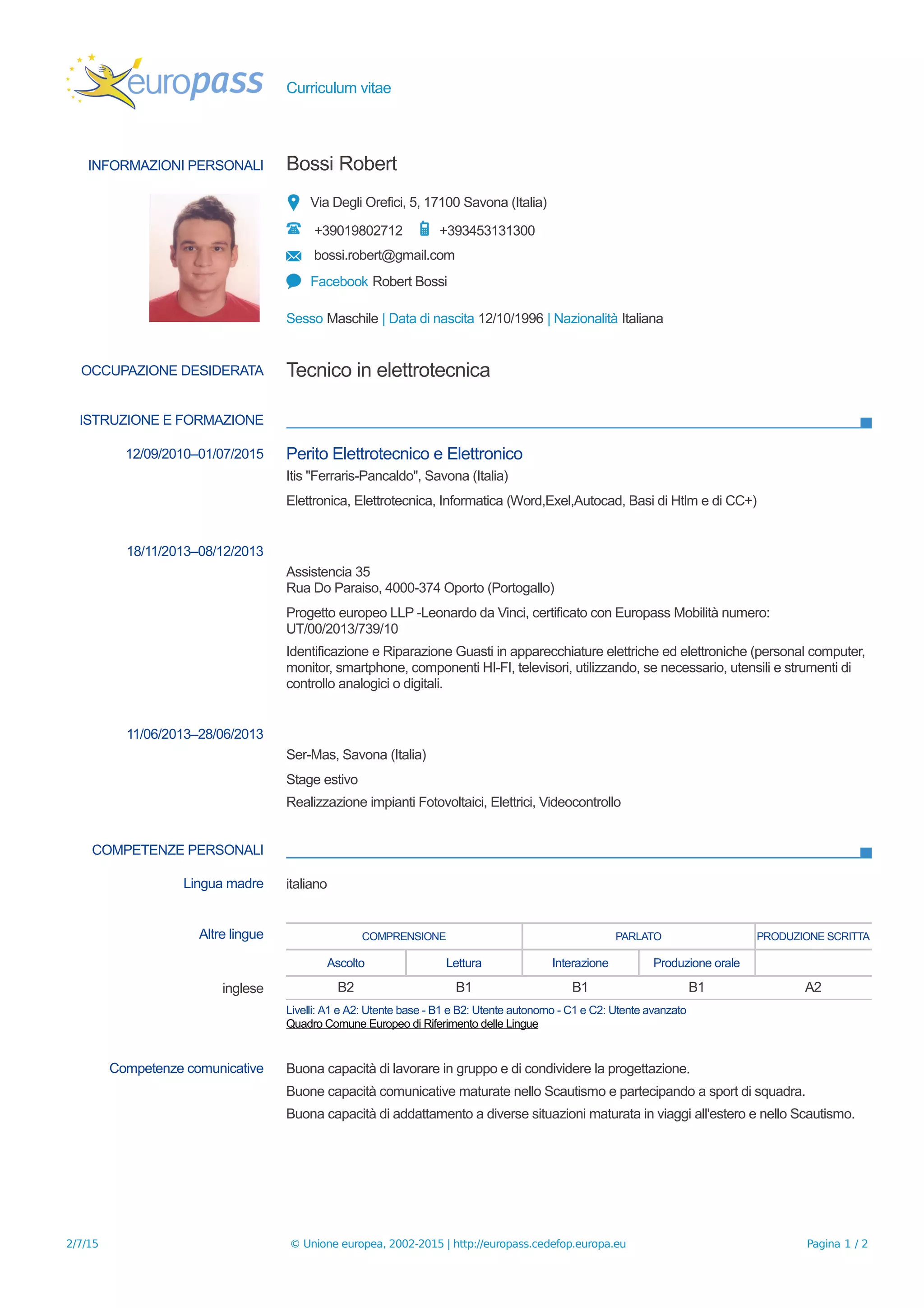 Curriculum Vitae Bossi Robert | PDF