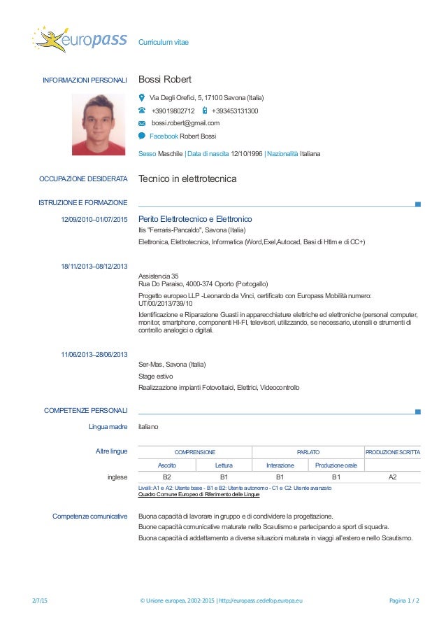 Bozza Curriculum Vitae