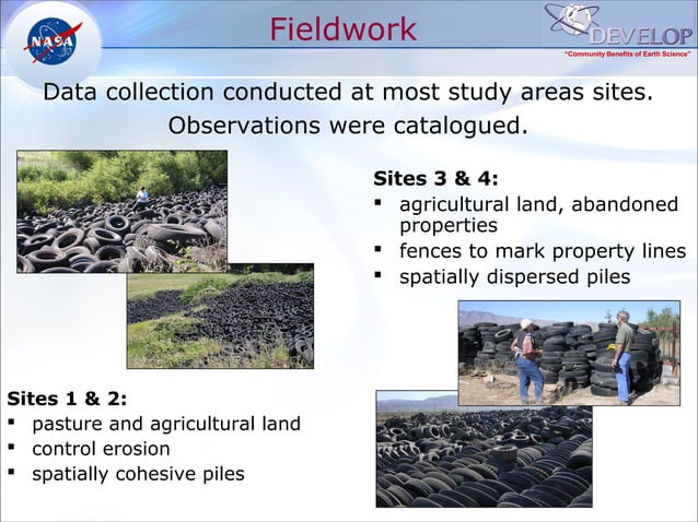NASA DEVELOP Waste Tire Pile Maps from Space | PPT