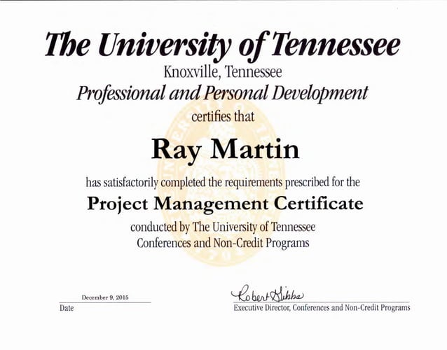 UT Project Management Certificate | PDF