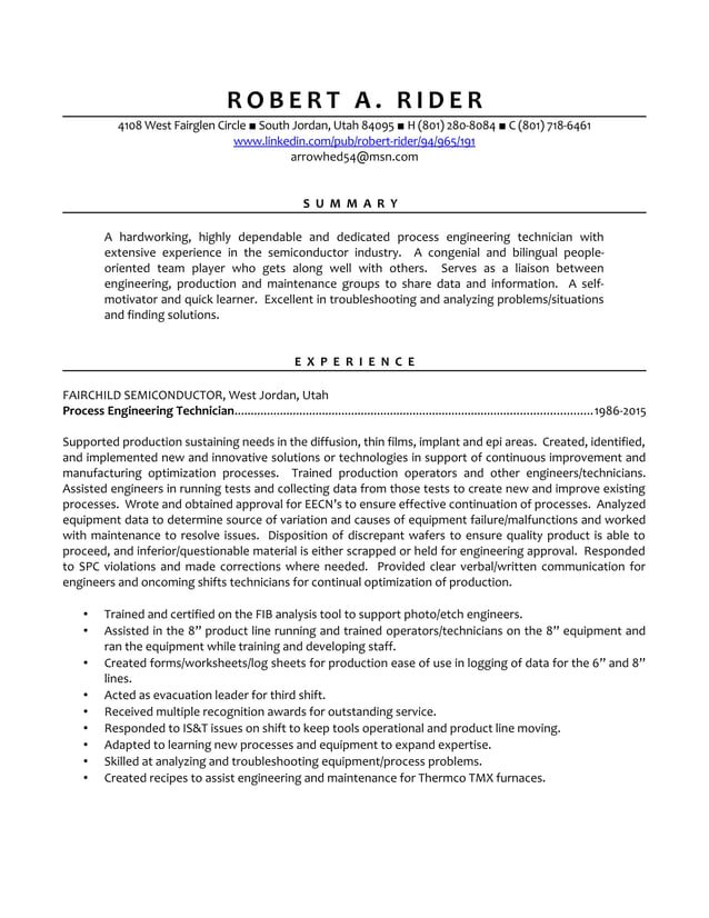 RIDER ROBERT resume | PDF