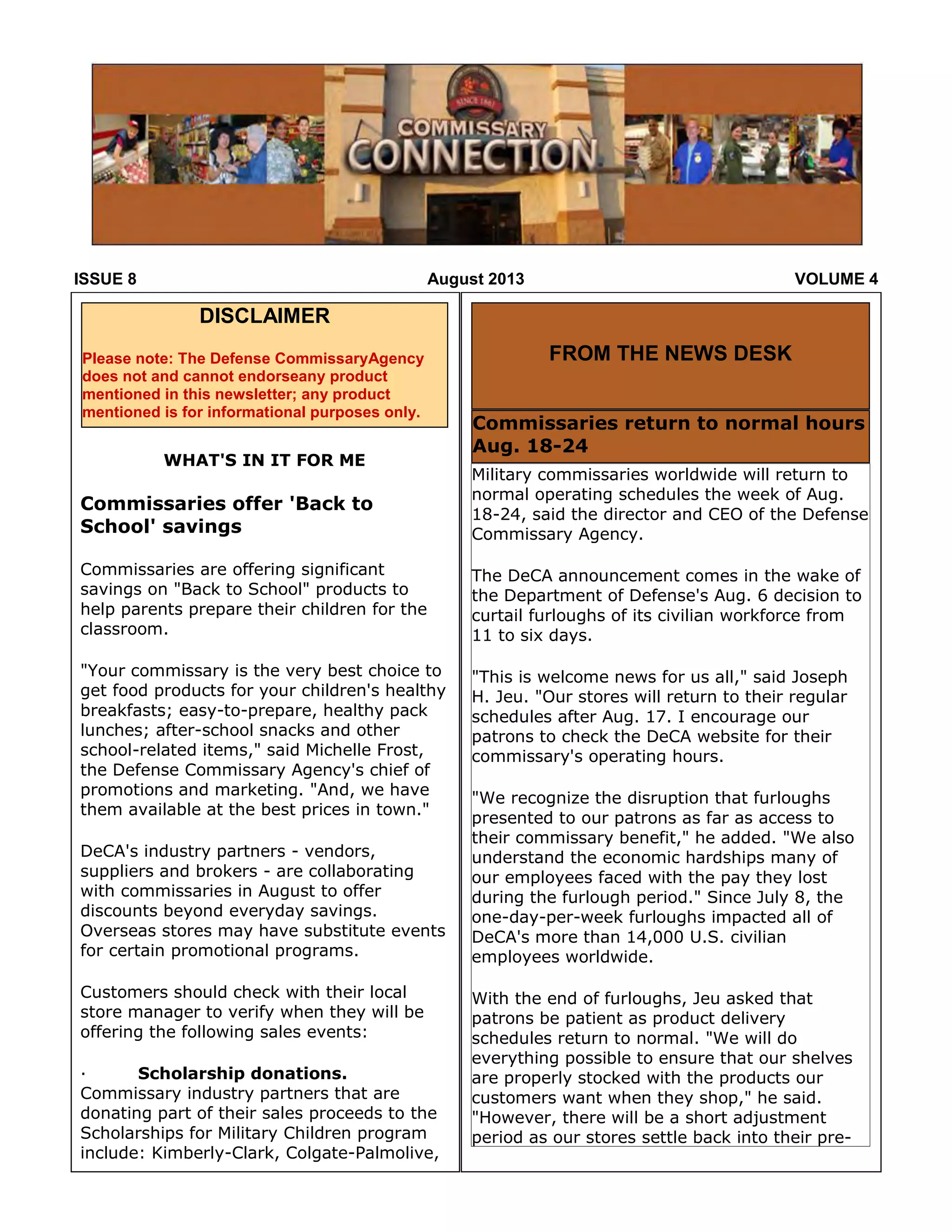 De ca commissary connection | PDF