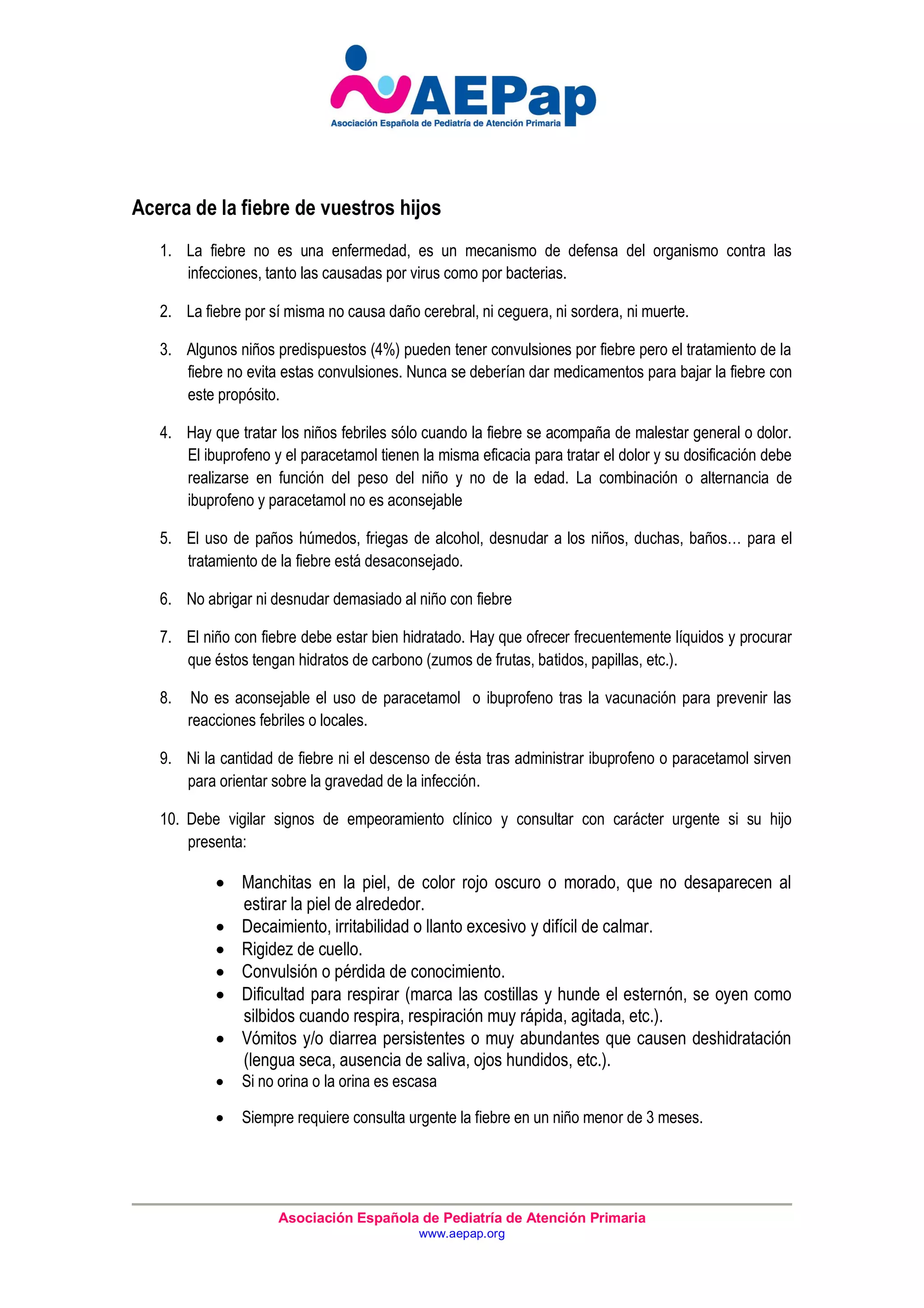 Decalogo de la fiebre de la AEPap | PDF