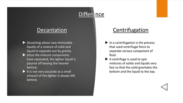 Decantation and centrifugal separation | PPTX | Chemistry | Science