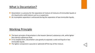 Decantation and centrifugal separation | PPT