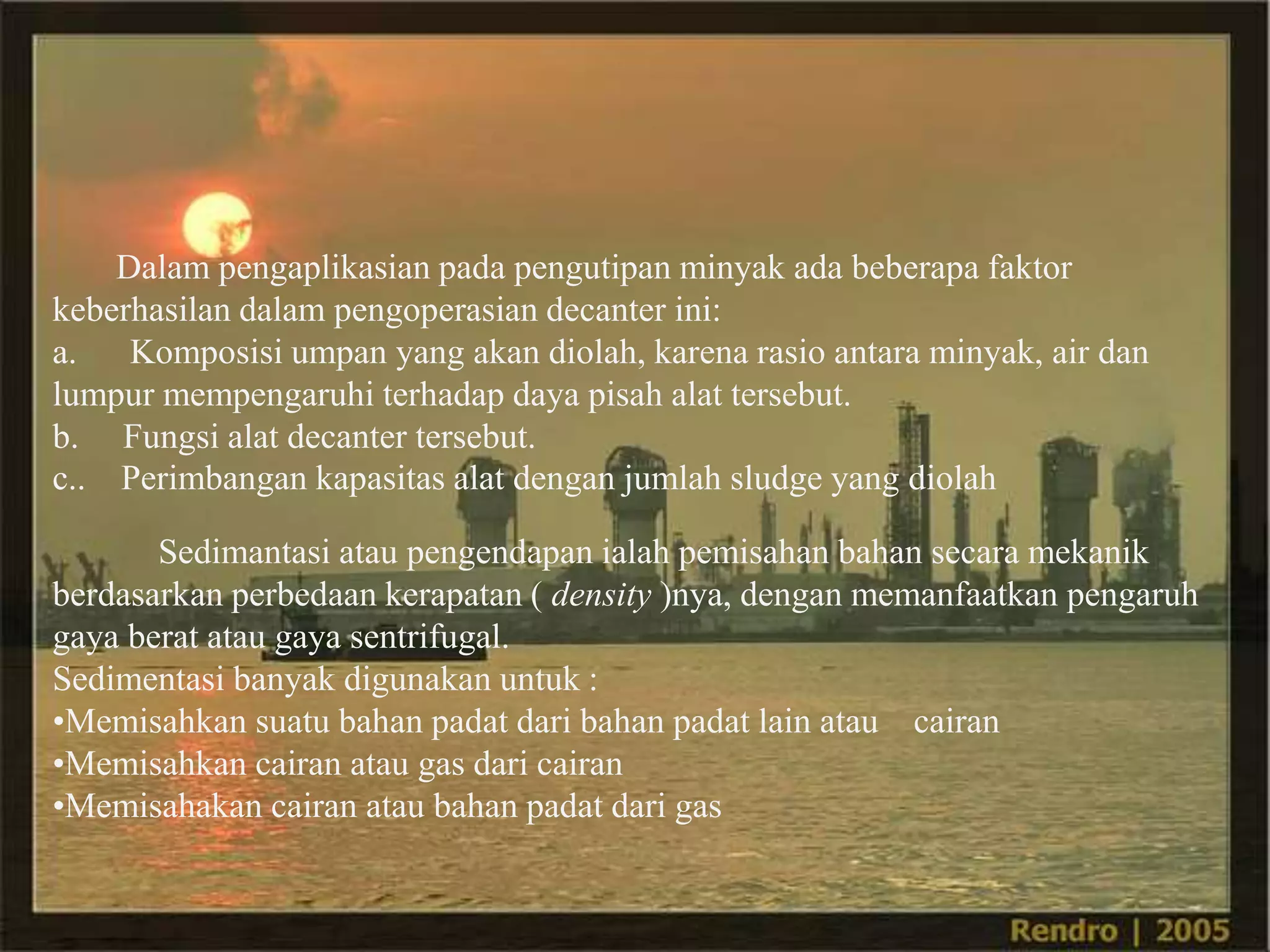 Decanter - Peralatan Industri Proses | PPTX