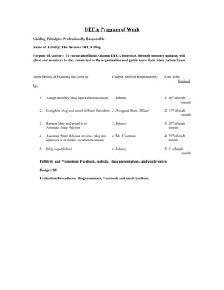 Arizona DECA Program Of Work 2010-2011 | DOC